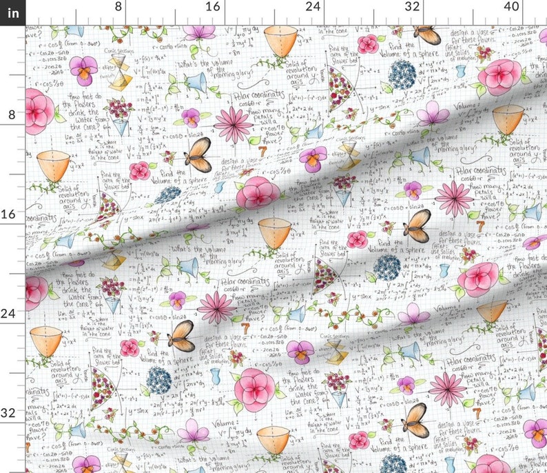 Gardening & Math Fabric Calculated Flowers Medium by - Etsy