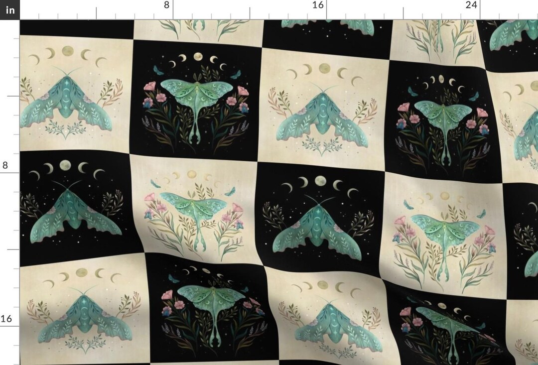 Floral Moths Fabric - Luna and Forester by Episodic_drawing - Cheater ...