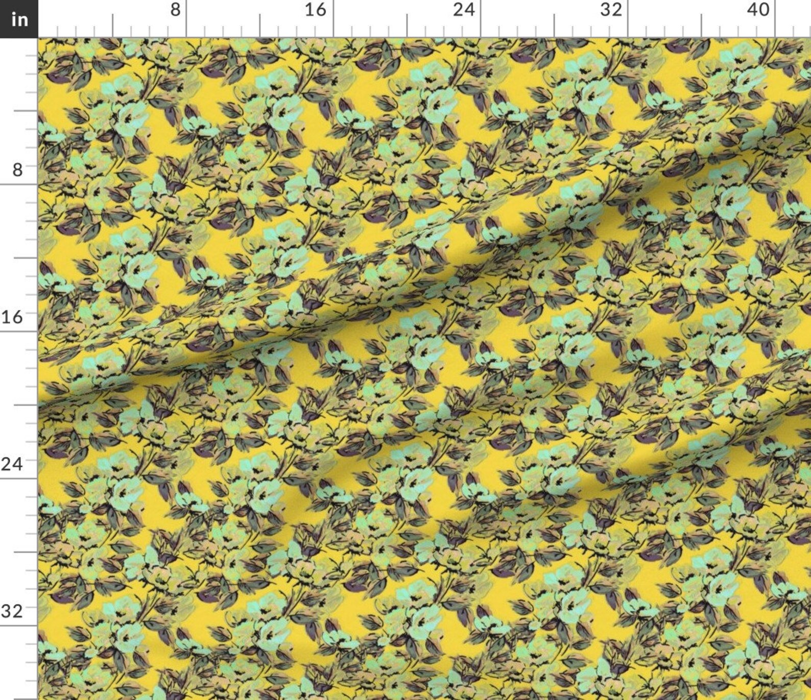 Vintage Roses Fabric Rockabilly Rose on Yellow by - Etsy