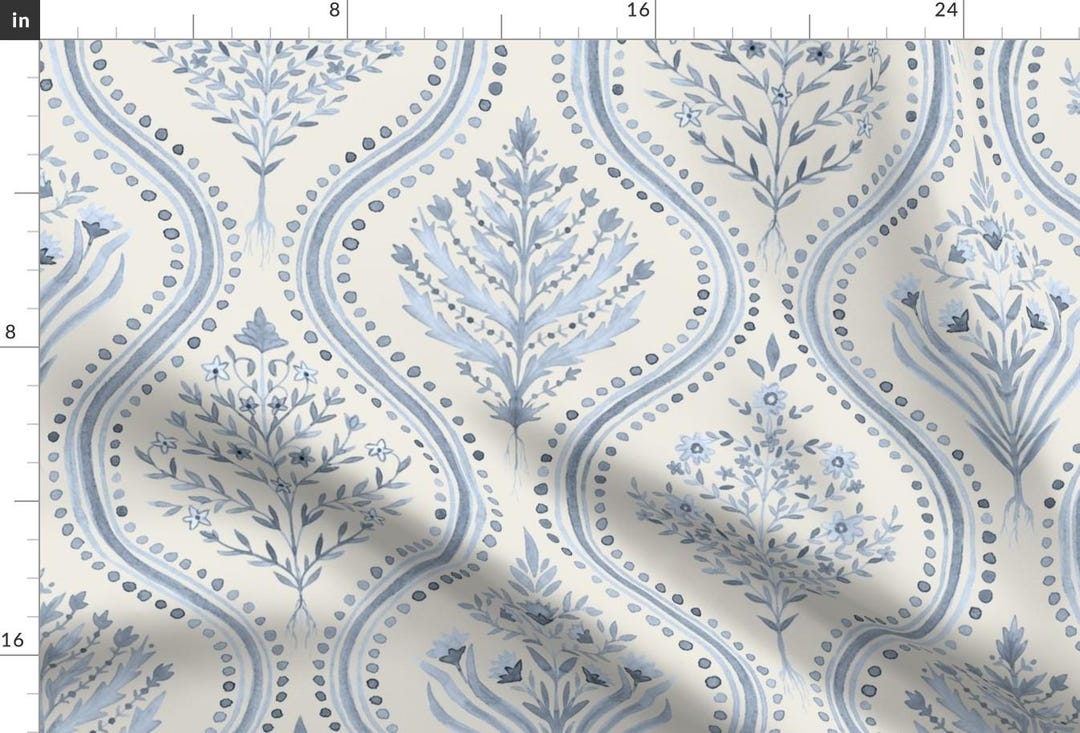 Light Blue Garden Fabric - Large Botanical by Danika_herrick ...