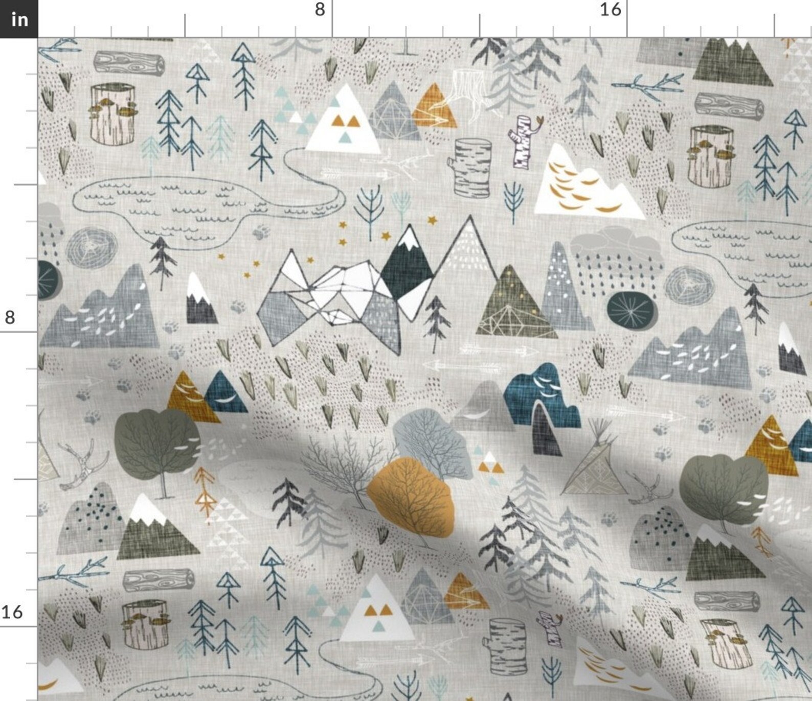 Map Fabric Max's Map grey Custom Fabric by Nouveau - Etsy