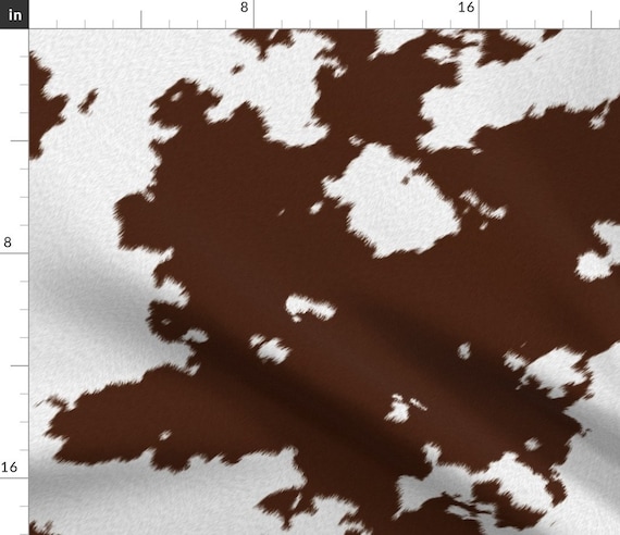 Cow Print Fabric Realistic Brown Cow Hide Animal Print by - Etsy