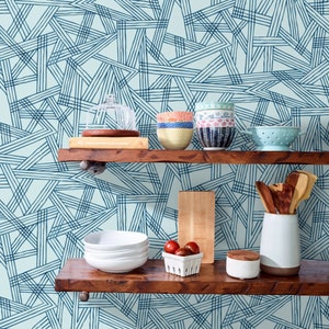 Fragmentation Wallpaper Roosting by Chris Jorge Blue Geo - Etsy