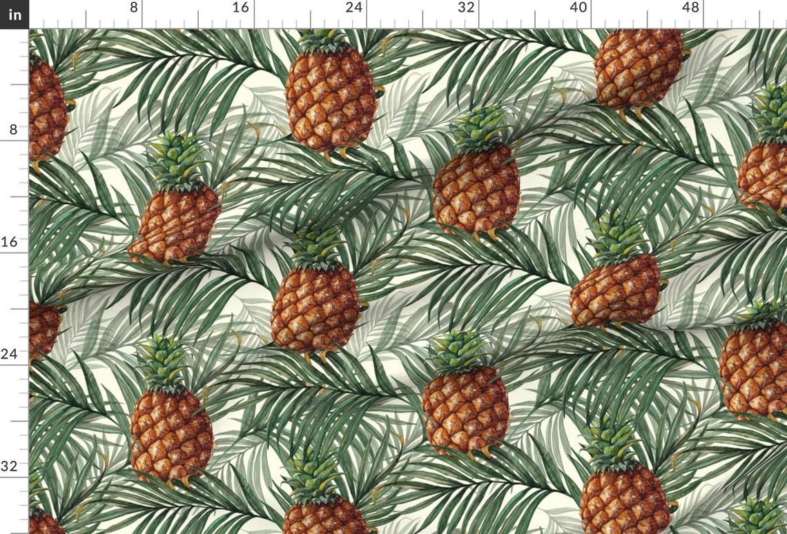 Pineapple Fabric -king Pineapple by Chicca Besso- Pineapple Fruit Tree ...