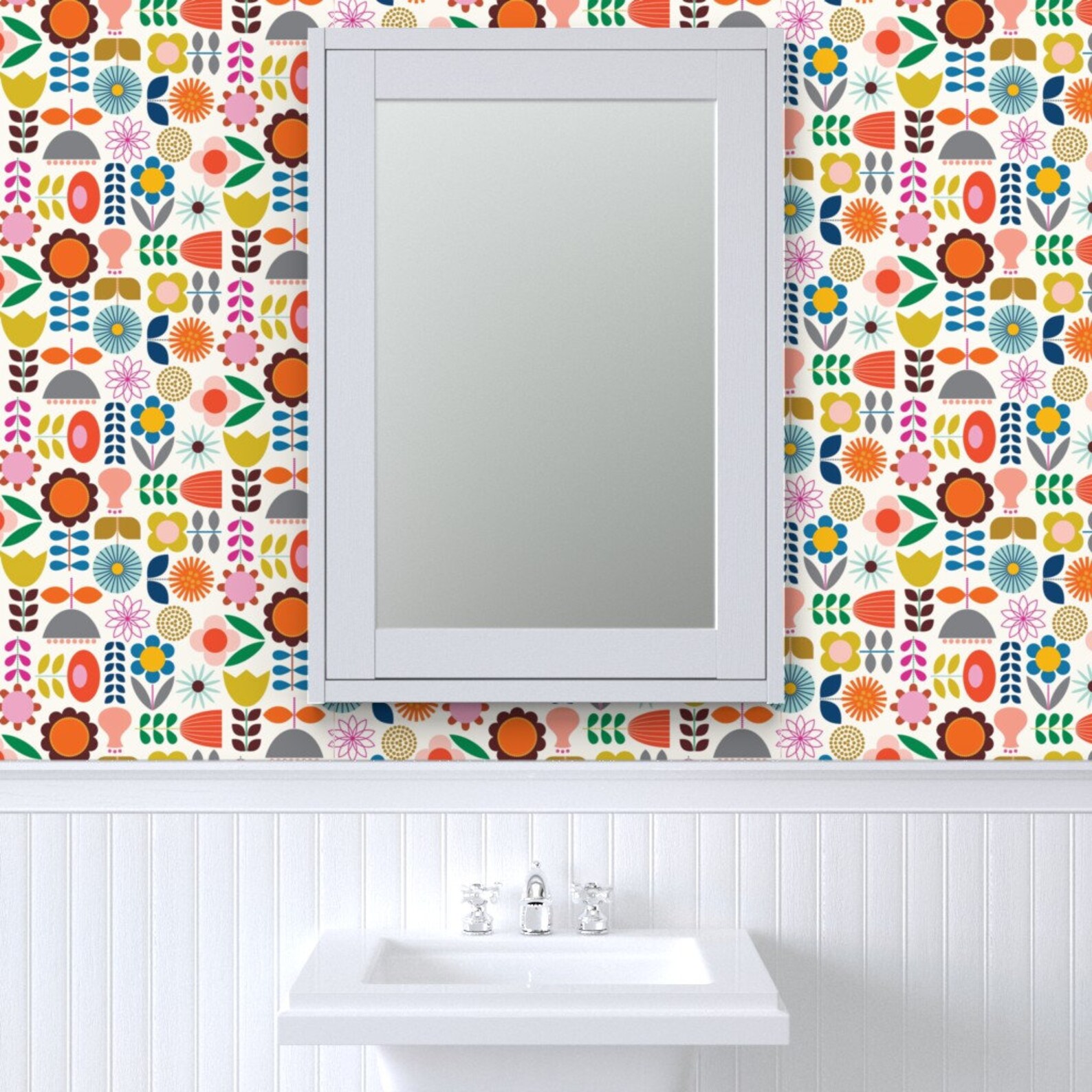 Scandinavian Floral Wallpaper Mod Scandinavian Garden by - Etsy