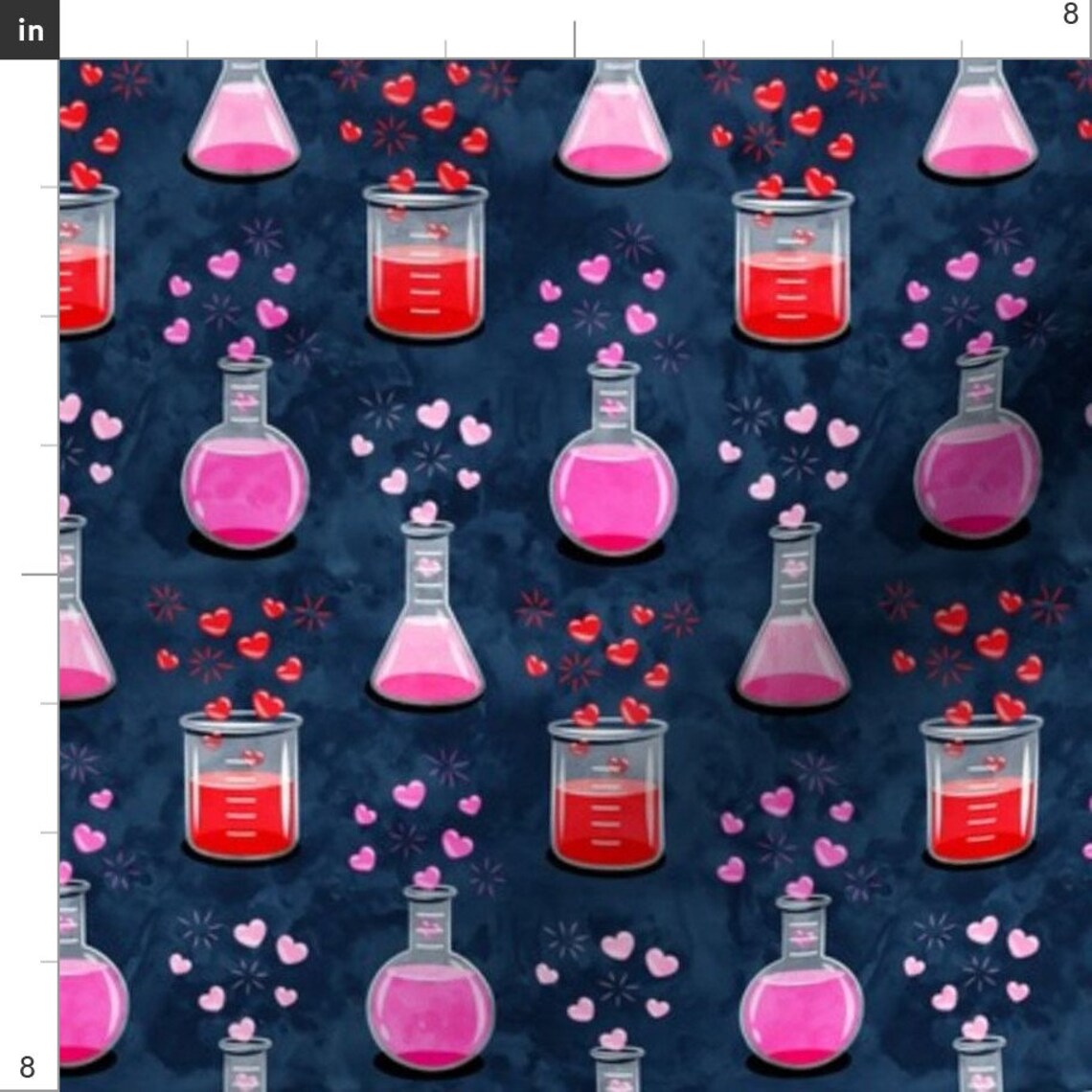 Beaker Fabric Love Potion Valentines on Blue by - Etsy