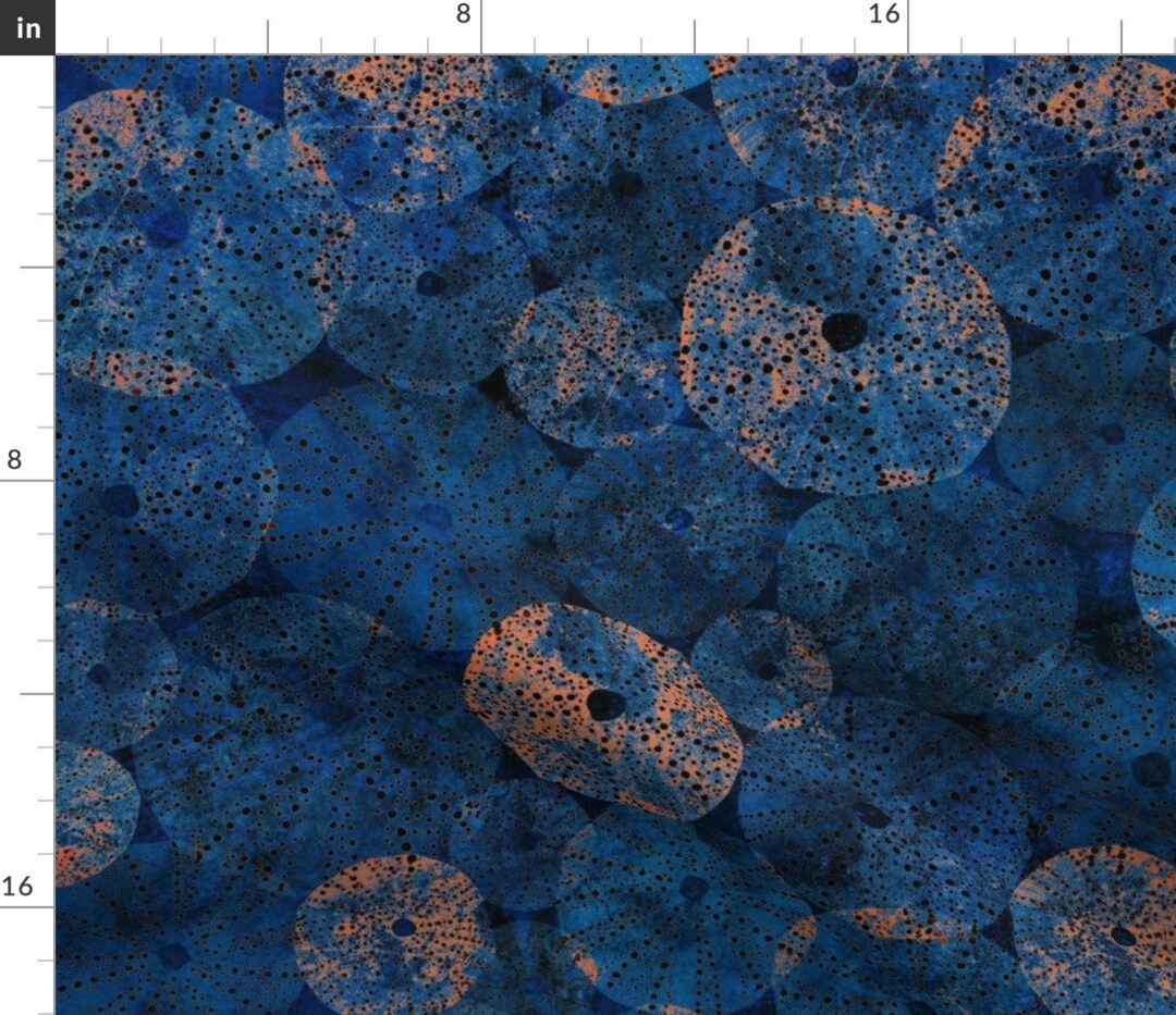 Blue Sea Urchin Fabric Under the Water in Deep Blue by - Etsy
