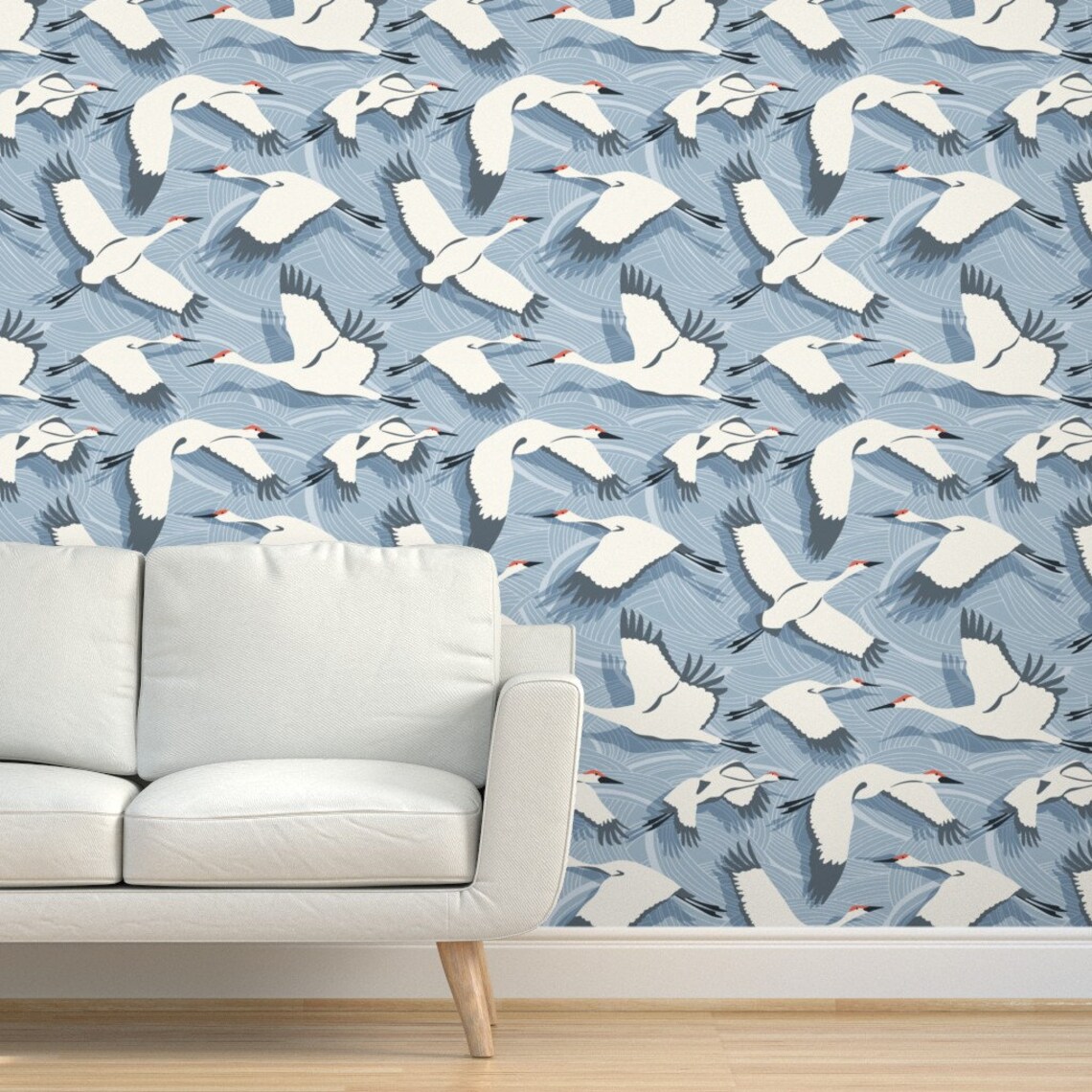 Flying Cranes Wallpaper Migration Cranes by Heatherdutton - Etsy