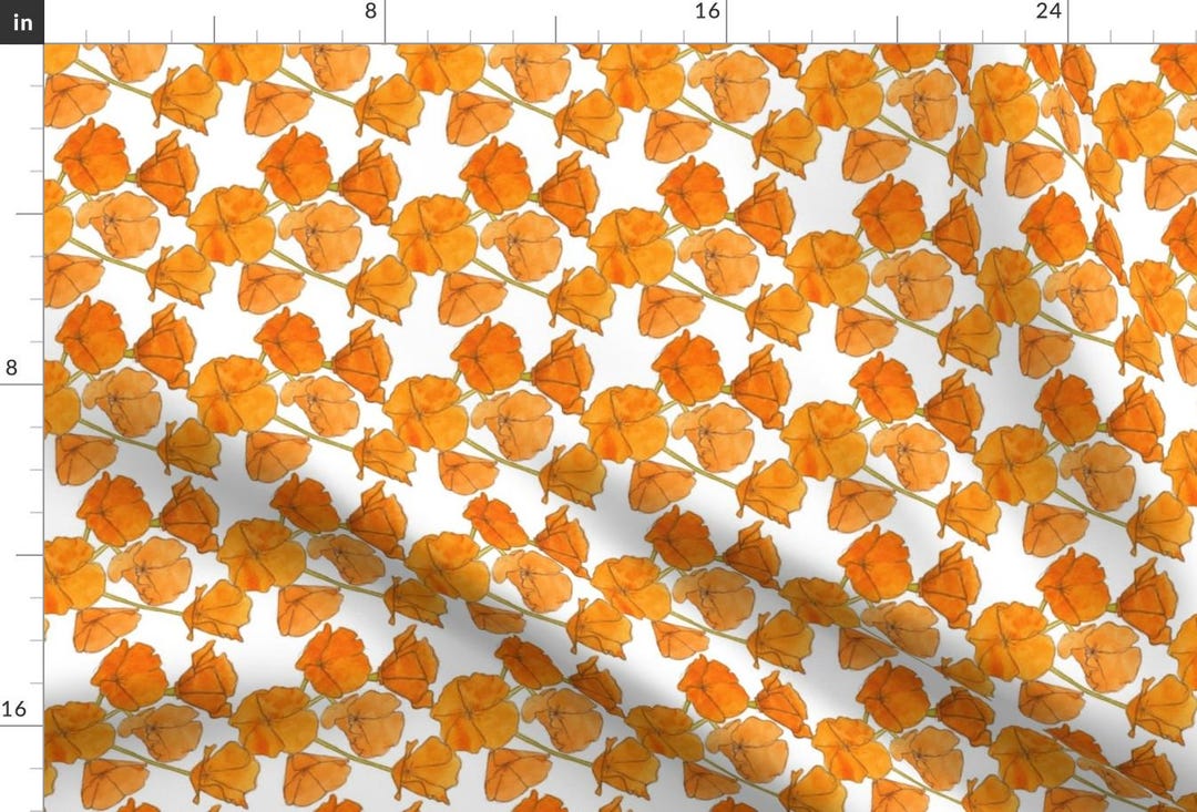 Orange Poppies Fabric - California Poppy Pattern Small by Studiodena ...