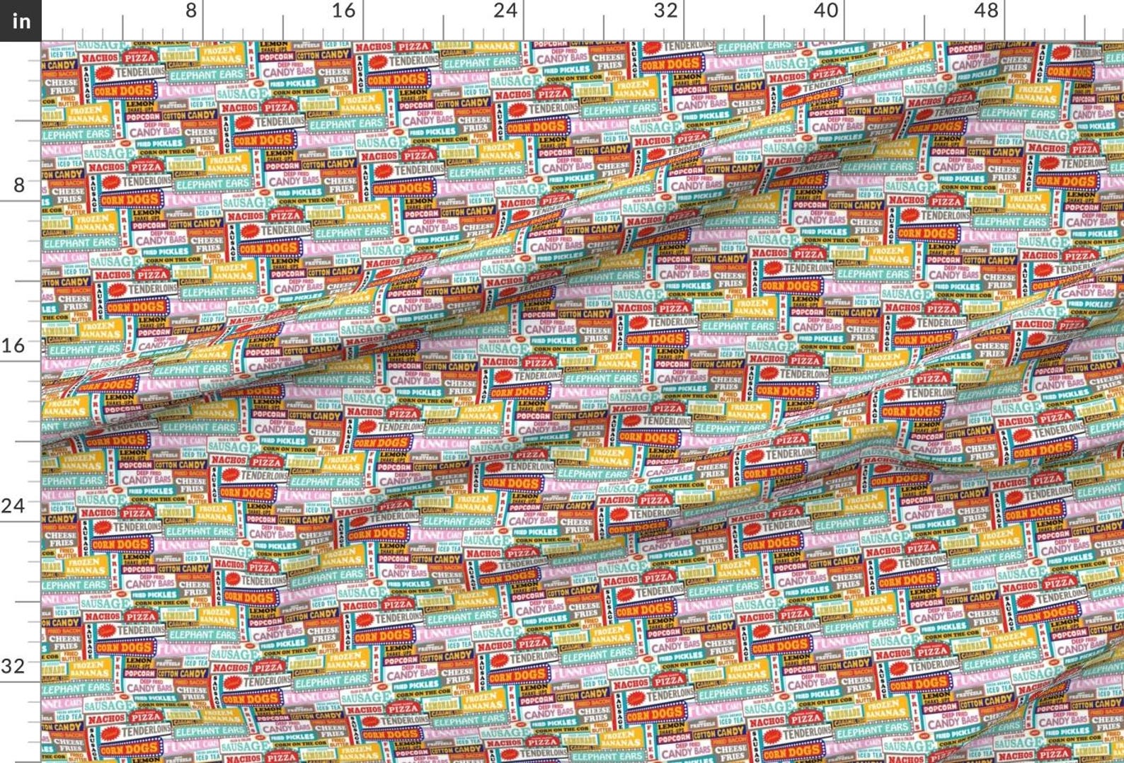State Fair Fabric -carnival Amusement Park Junk Food Typograph Vendor ...