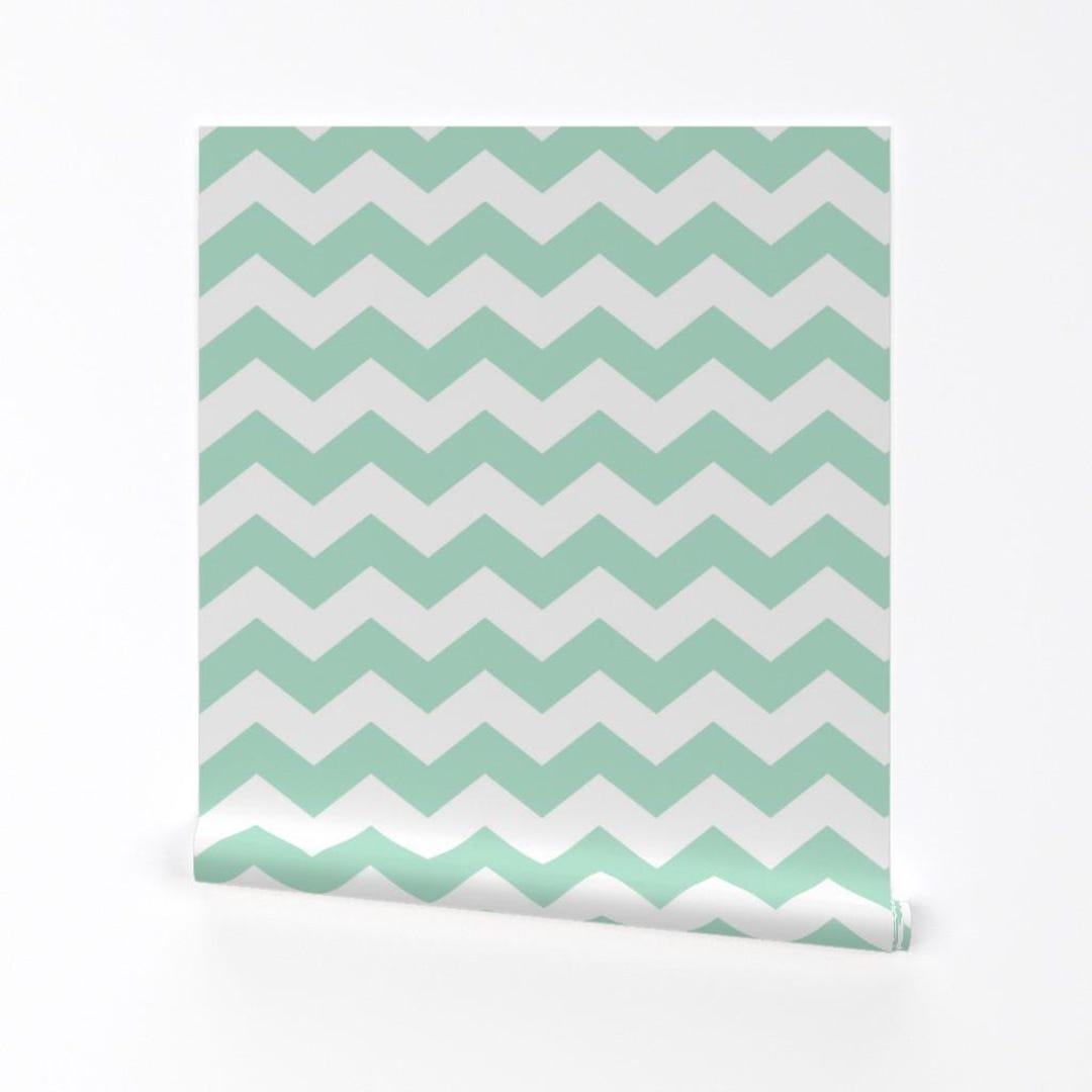 Chevron Wallpaper - Chevron Lg Mint Green by Misstiina - Chevron Mint ...