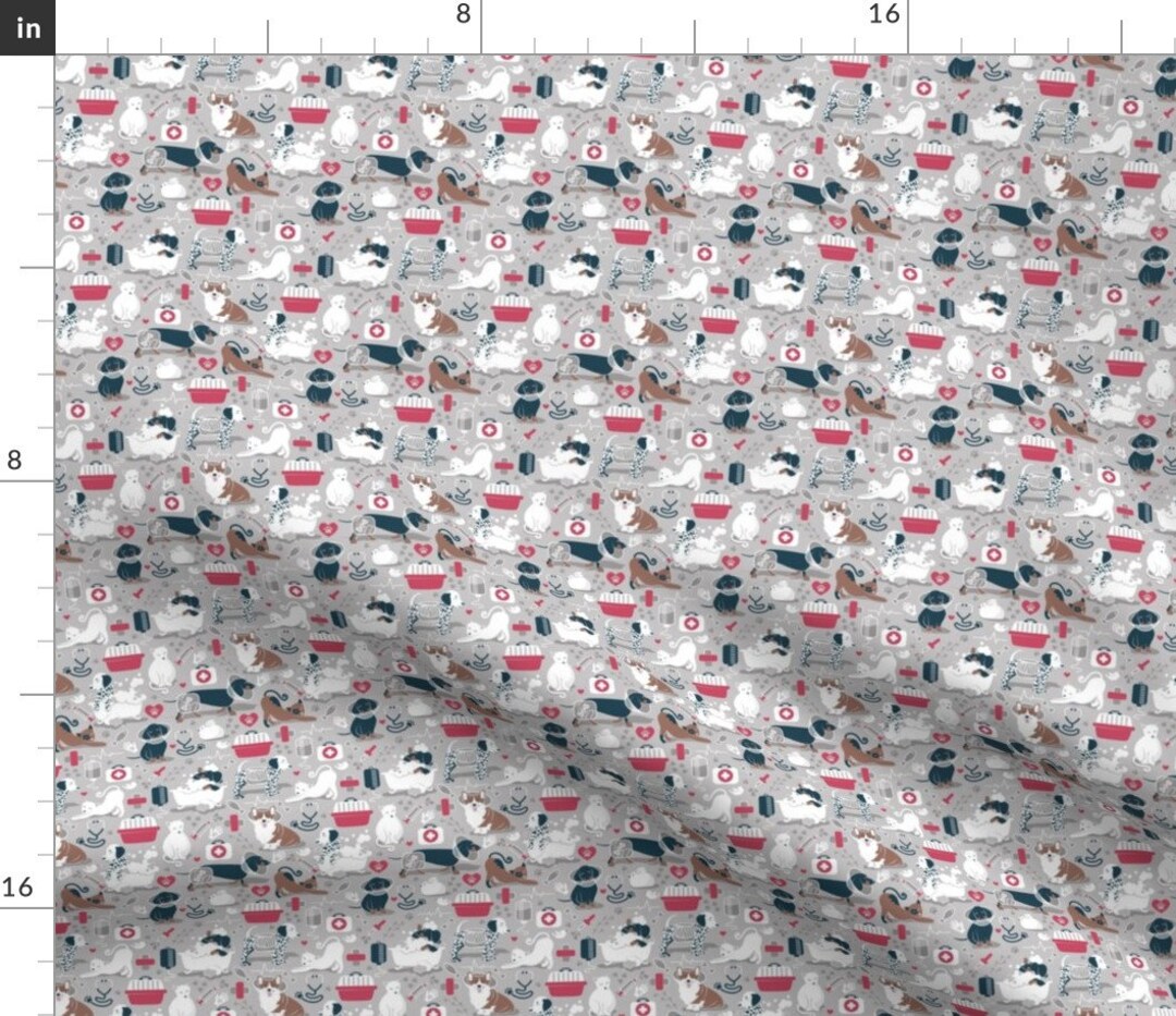 Vet Medicine Fabric Veterinarian By Selmacardos Mini Scale Red Gray ...