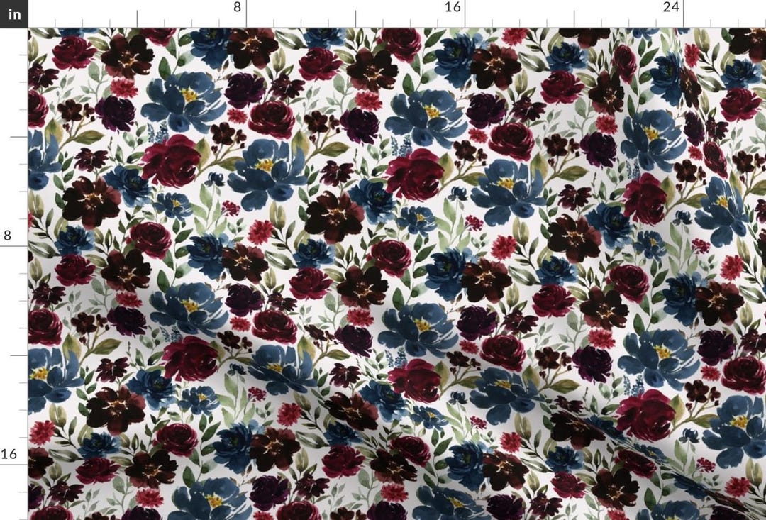 Bold Fall Floral Fabric - Scarlet Floral by Hipkiddesigns - Autumn ...