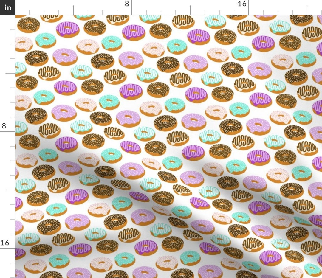 Donuts Fabric Donuts Purple Lavender Green Chocolate Food Print Fabric ...