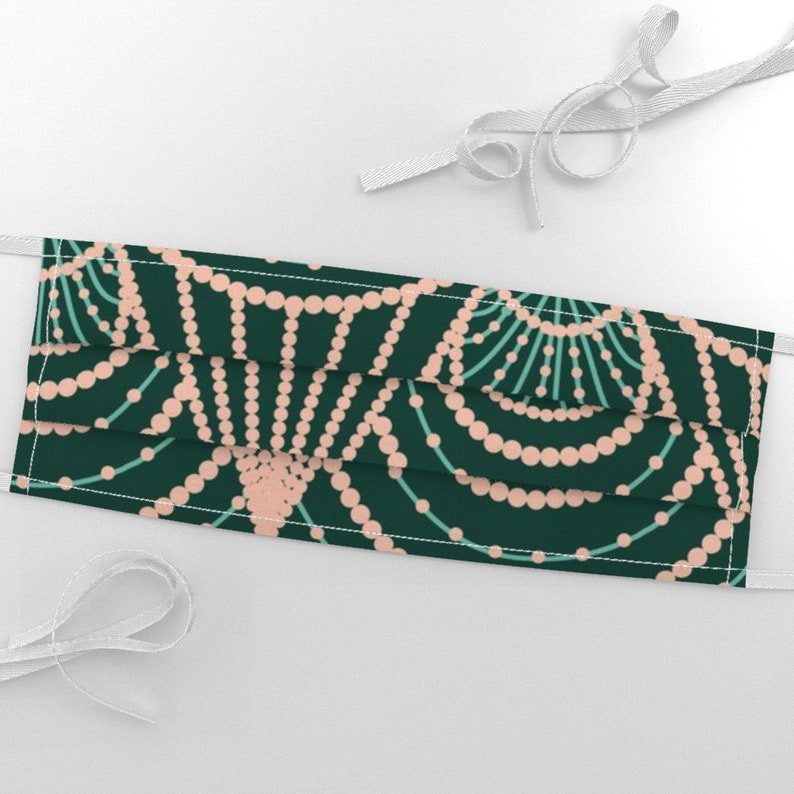 Green Geometric Pattern Fabric Art Deco green and Pink by | Etsy