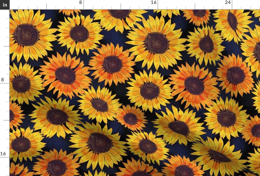Sunflower Fabric - Sunflower 3 by Laura May Designs - Summer Wildflower ...