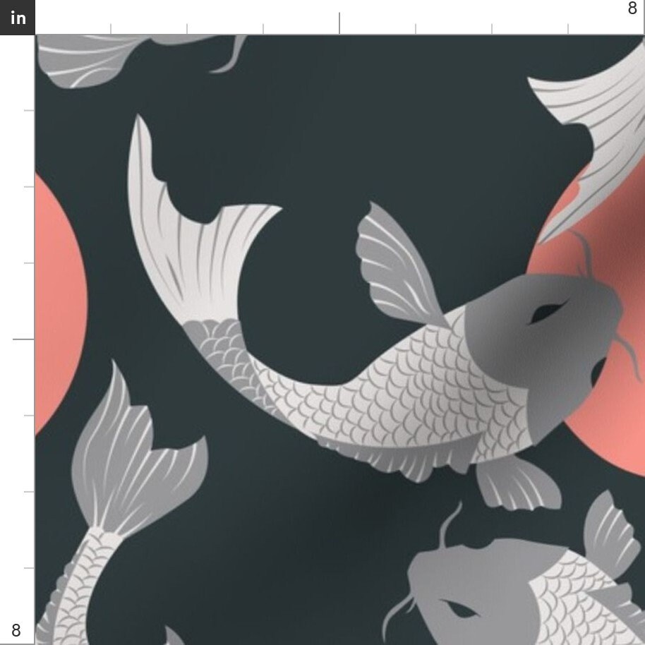 Carp Koi Fish Fabric Koi Fish Pattern By Bluelela Carp Koi | Etsy
