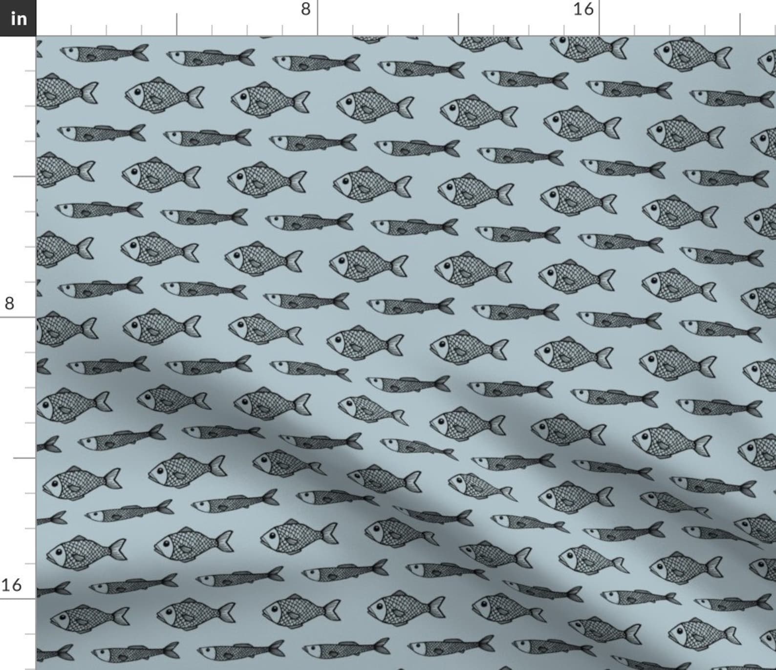 Fish Fabric Fish Blue by Louandmoss Blue Fish Lake - Etsy