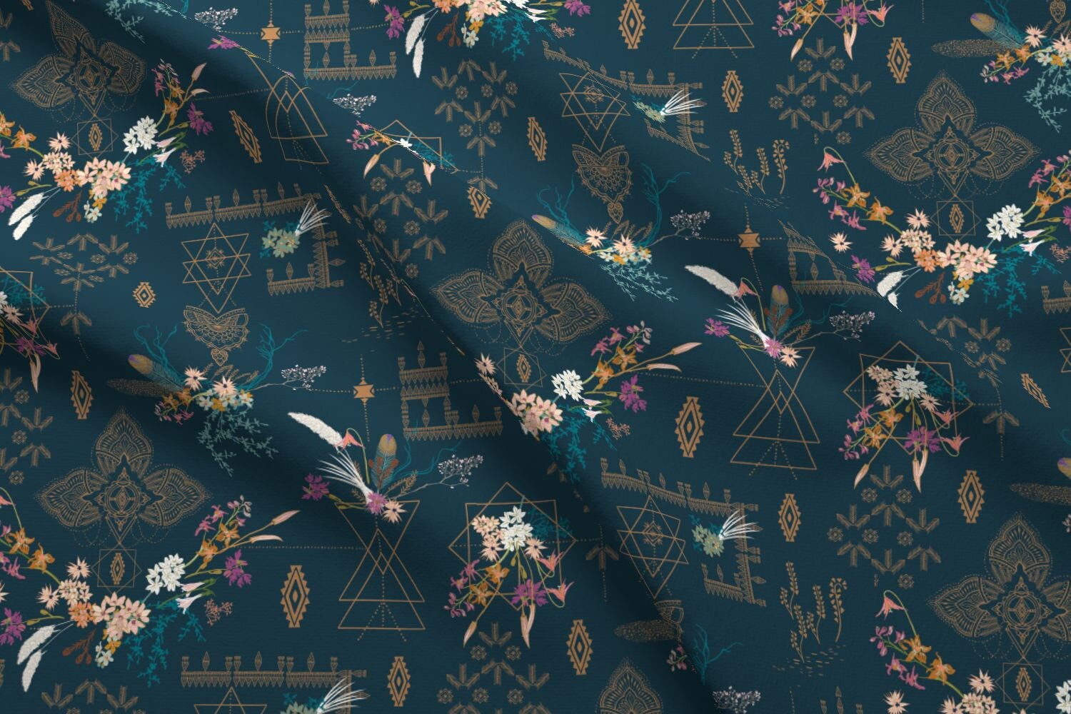 Boho Fabric Sheba Hanging Garden Small Teal By Nouveau | Etsy