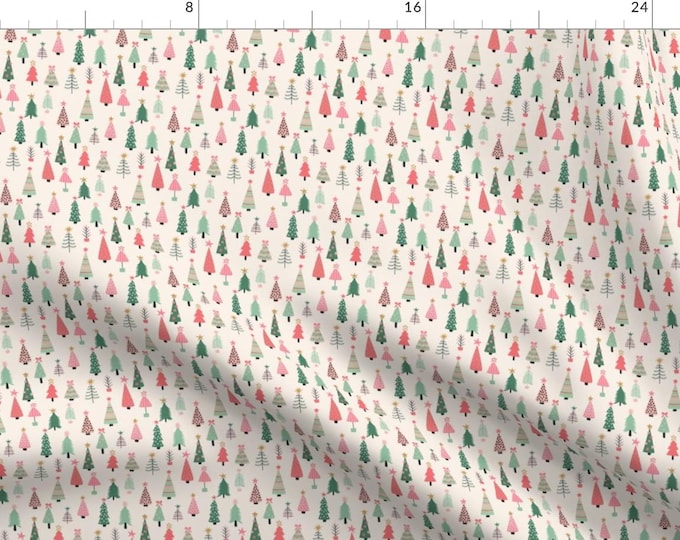 Pink Gift Christmas Tree Fabric Pure Cotton Fabric by the Half Yard ...