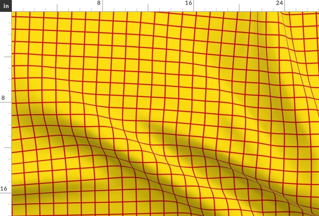 Yellow and Red Grid Fabric - Grid (small) by Lowa84 - Yellow and Red ...