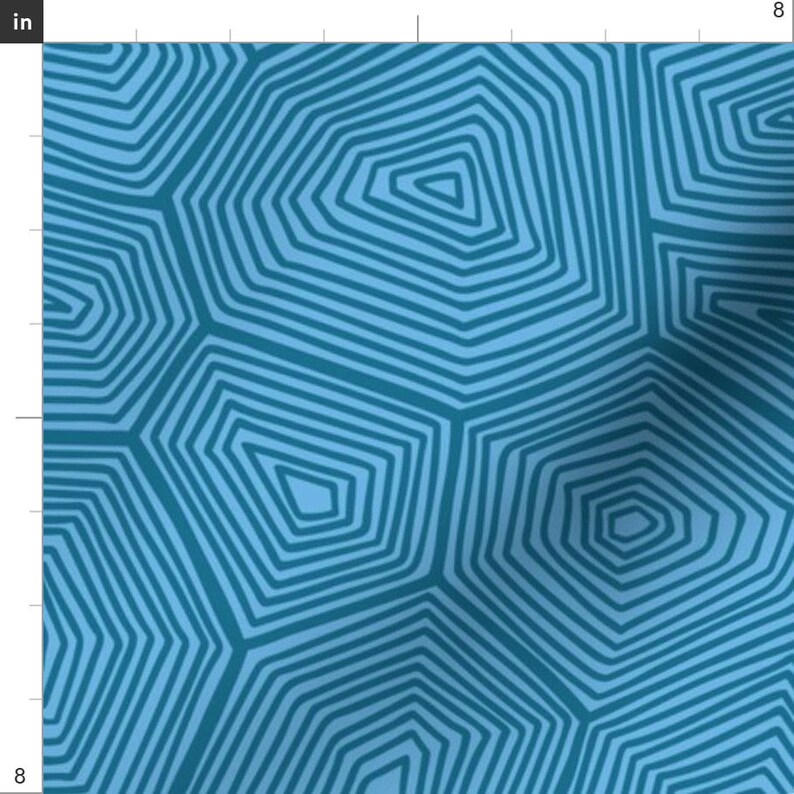 Turtle Shell Blue Geometric Fabric Turtle Shell by Yuliia - Etsy