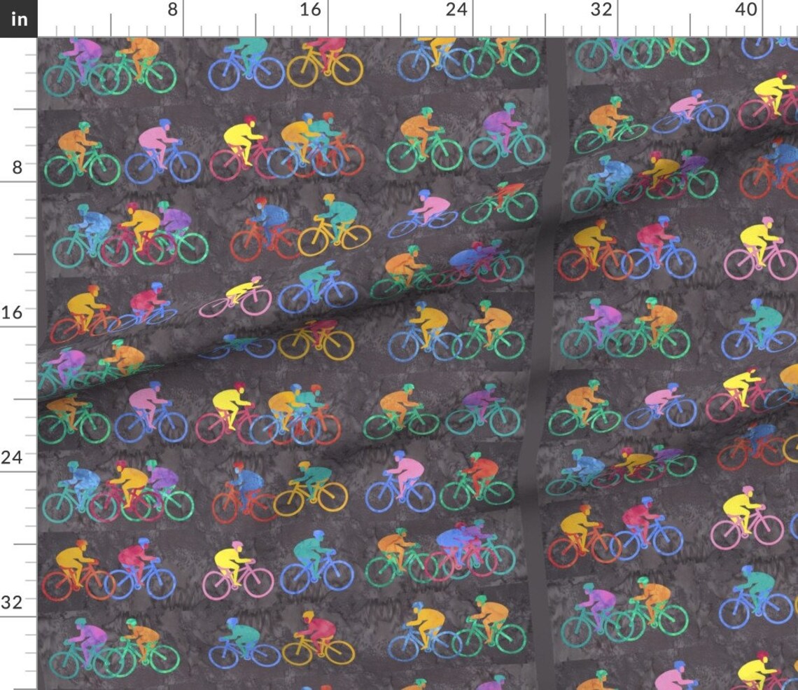 Painted Biking Fabric Bikers Dark Grey by Jvclawrence Race - Etsy