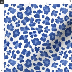 Tiny Blue Leopard Print Fabric - 6" Blue Leopard Print by Danika ...