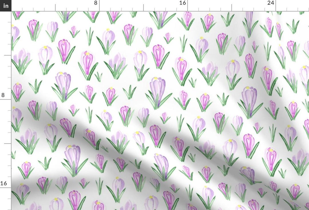 Spring Flower Fabric - Watercolor Easter Floral Crocus Spring by ...