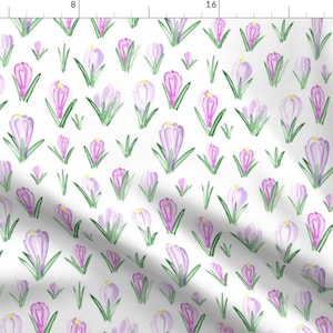 Spring Flower Fabric - Watercolor Easter Floral Crocus Spring by ...