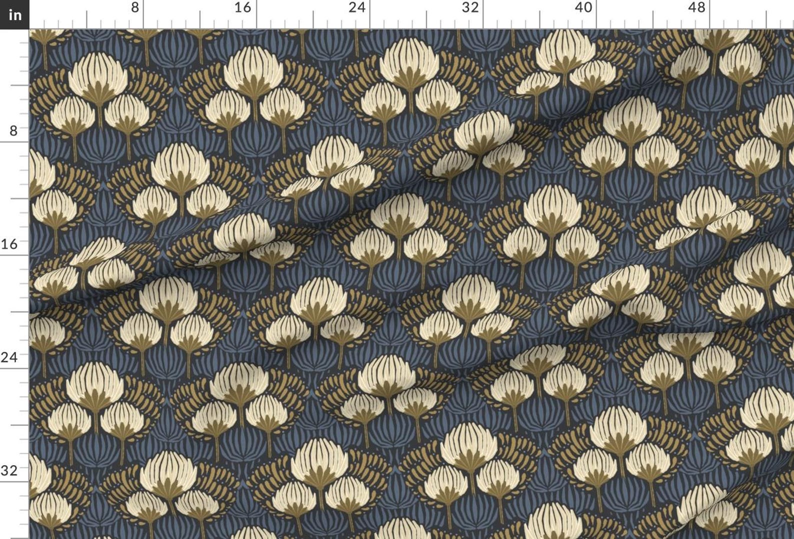 Art Deco Upholstery Fabric- 1920s Luxe Floral by Nancy_bradham - Cream ...