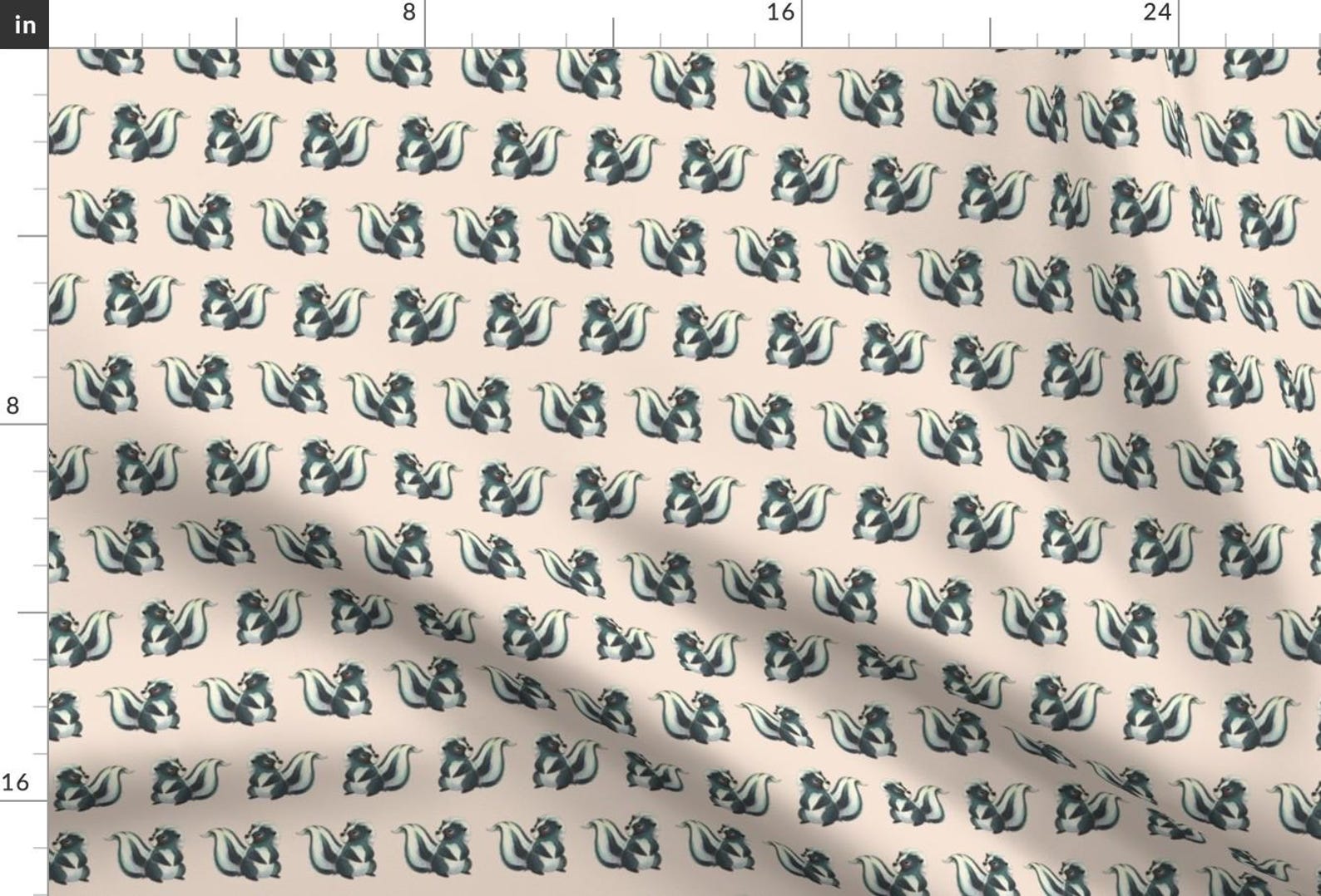 Woodland Skunk Fabric - Woodland Skunk on Beige by Silveroakdesign ...