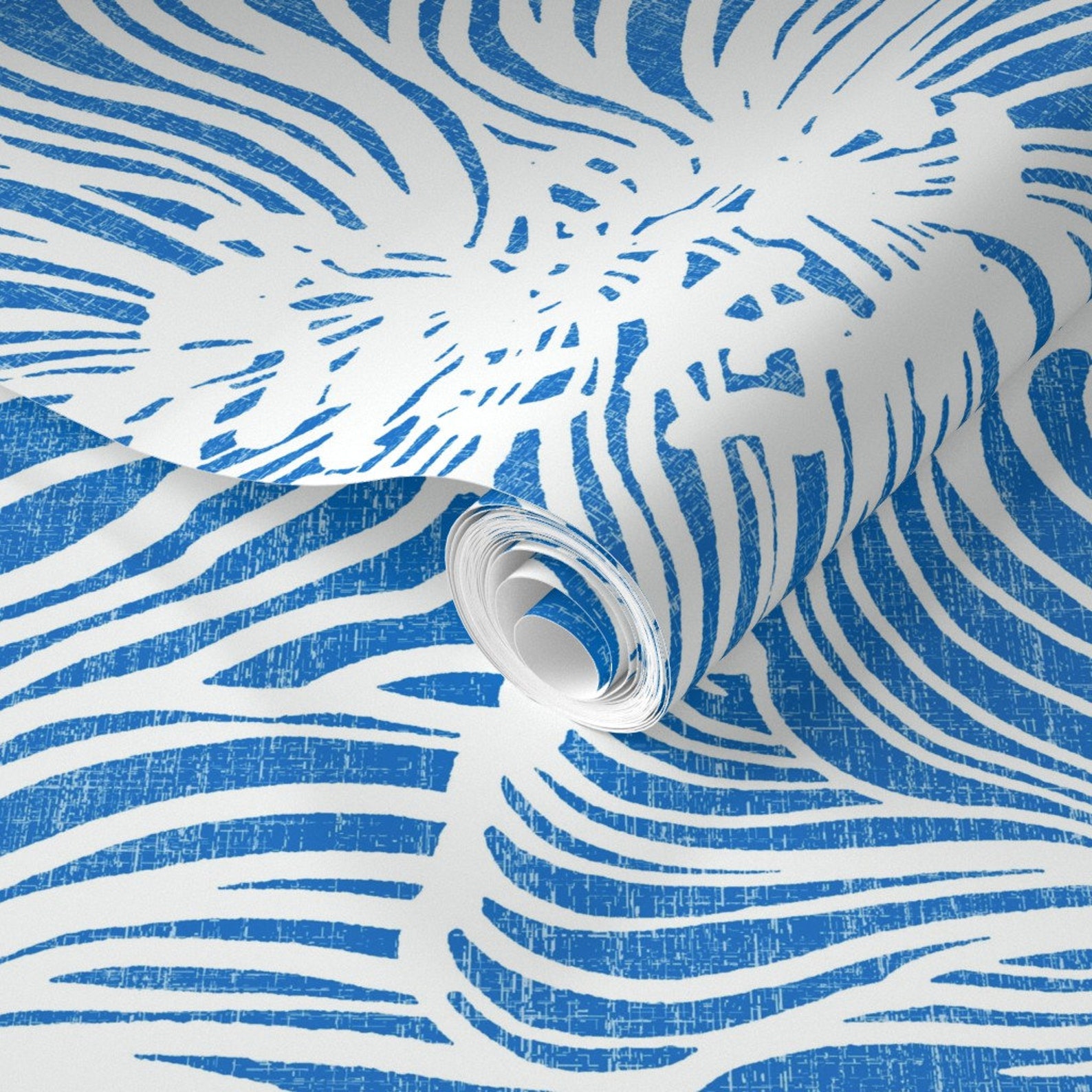 Floral Wallpaper Sunflower in Teal on Linen by Mpzstudio - Etsy