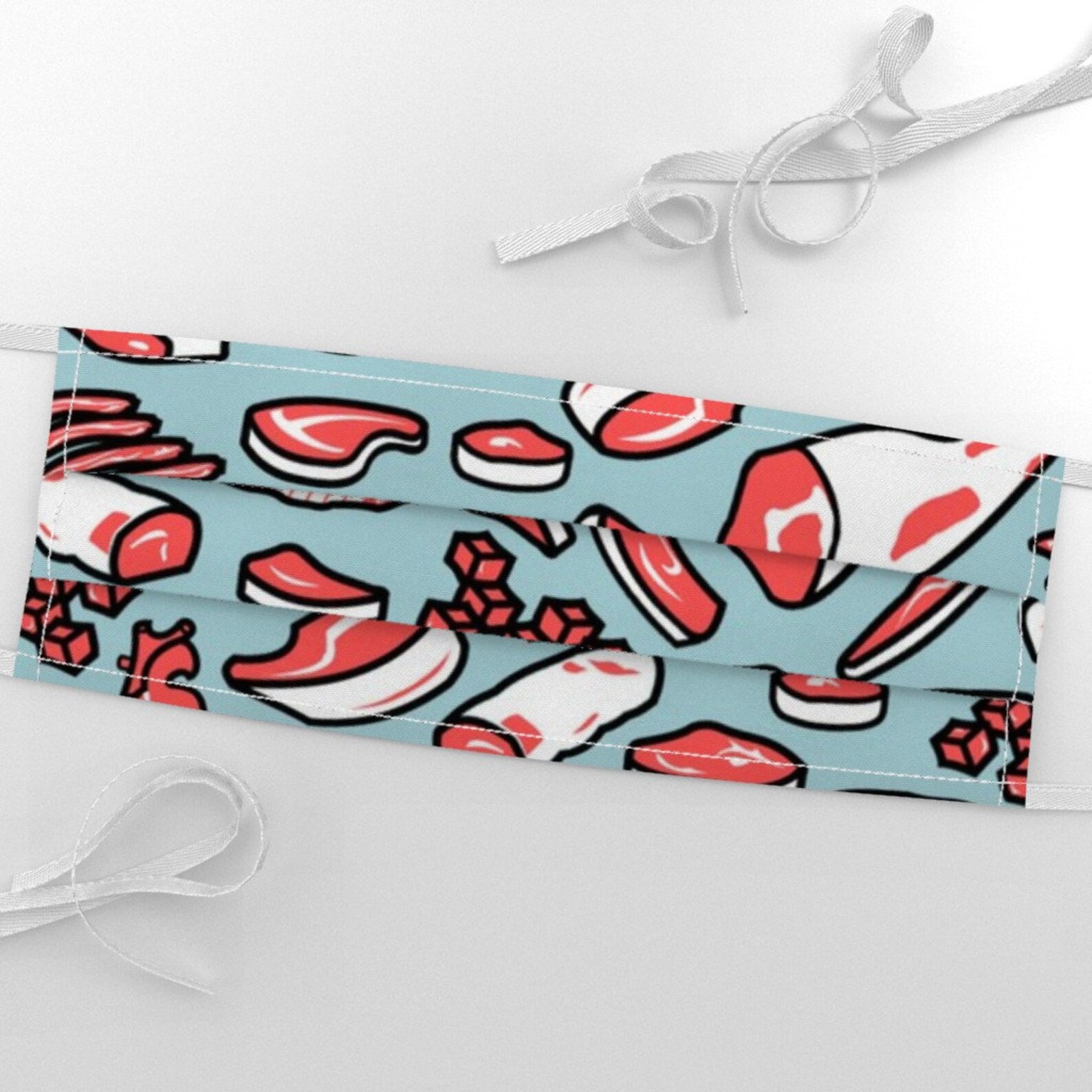 Butcher Fabric All Meat Blue by Thirdhalfstudios Meat - Etsy