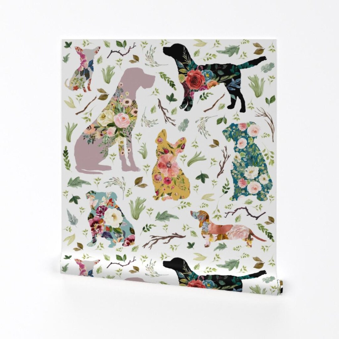 Floral Dogs Wallpaper 8 Patchwork Dogs by Shopcabin Floral Dogs Custom ...