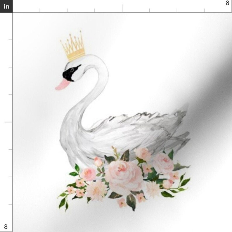Swan Fabric Swan With Roses in White by Shopcabin - Etsy