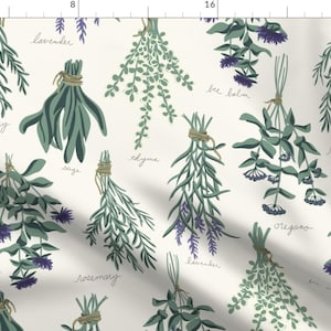 Aromatherapy Fabric - Healing Herbs by Fernlesliestudio - Beige Purple ...