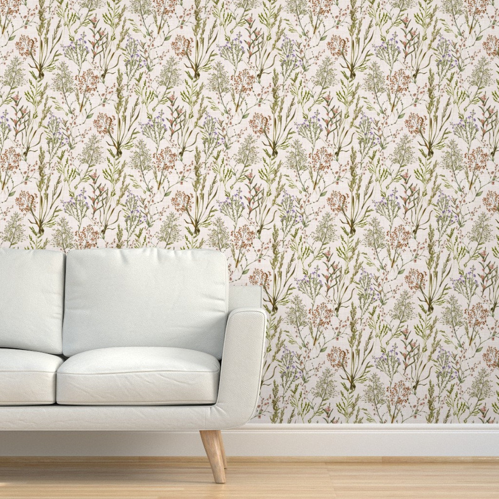 Classic Wallpaper Neutral Wild Grasses by Smokeinthewoods - Etsy