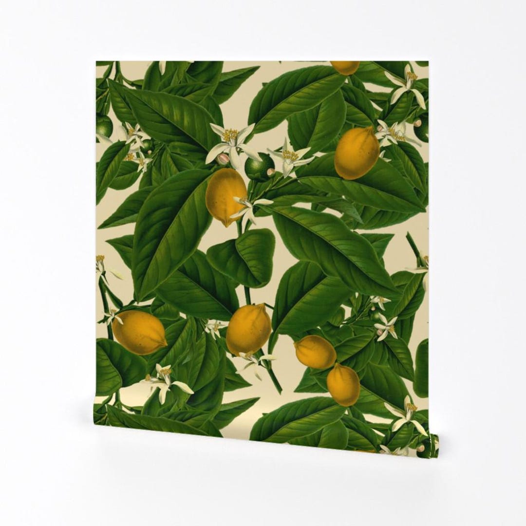 Lemon Wallpaper - Lemon Botanical by Peacoquettedesigns - Lemon Custom ...