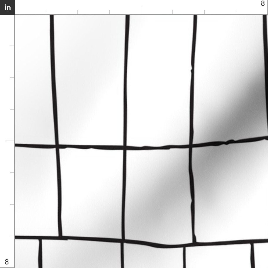 Black and White Minimalist Grid Fabric Grid By Weegallery | Etsy