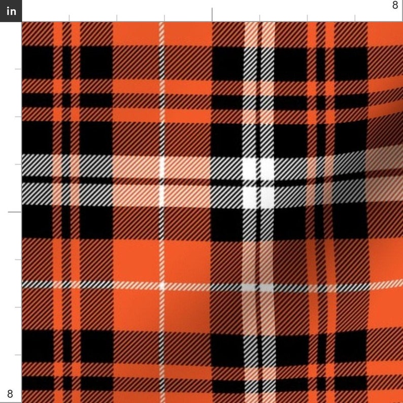 Orange Plaid Fabric Pumpkin Fall Plaid Orangeblackwhite by - Etsy