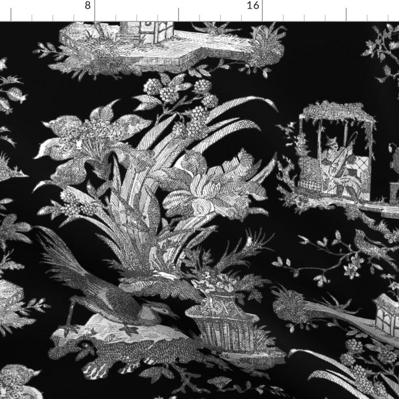 Black Toile Fabric - Etsy
