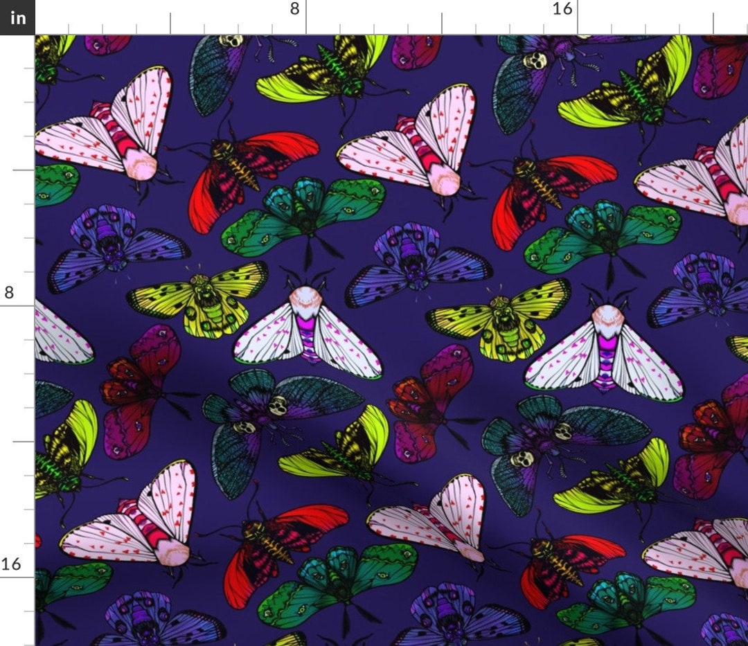 Moth Fabric Moths 1 by Jadegordon Moth Colorful Moth Wings - Etsy