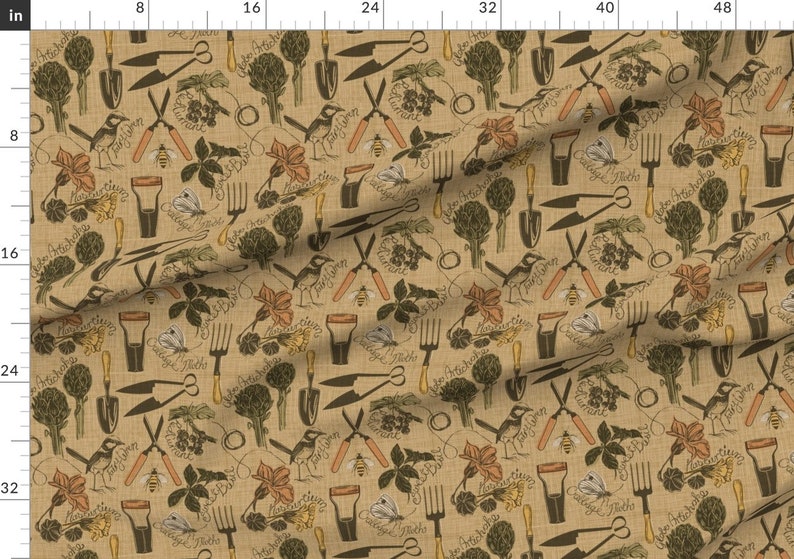 Gardening Fabric My Rustic Garden By Cjldesigns Garden | Etsy