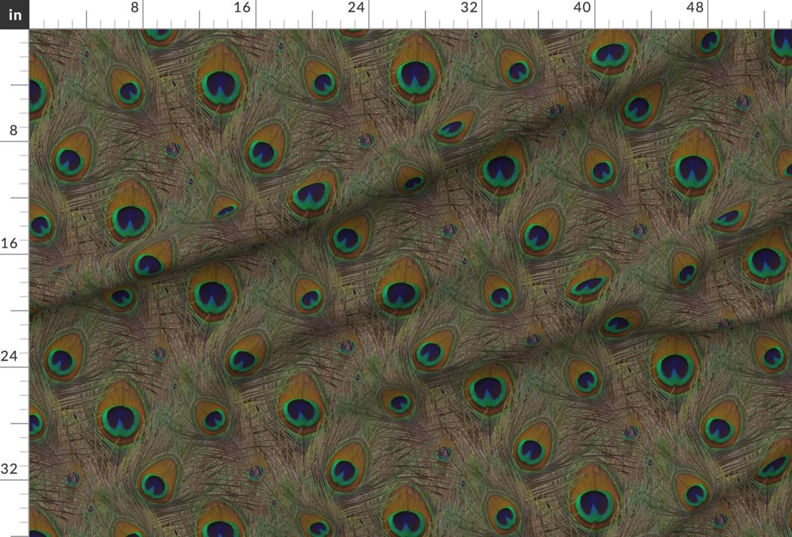 Peacock Feather Fabric - the Great Wall of Peacock by ...