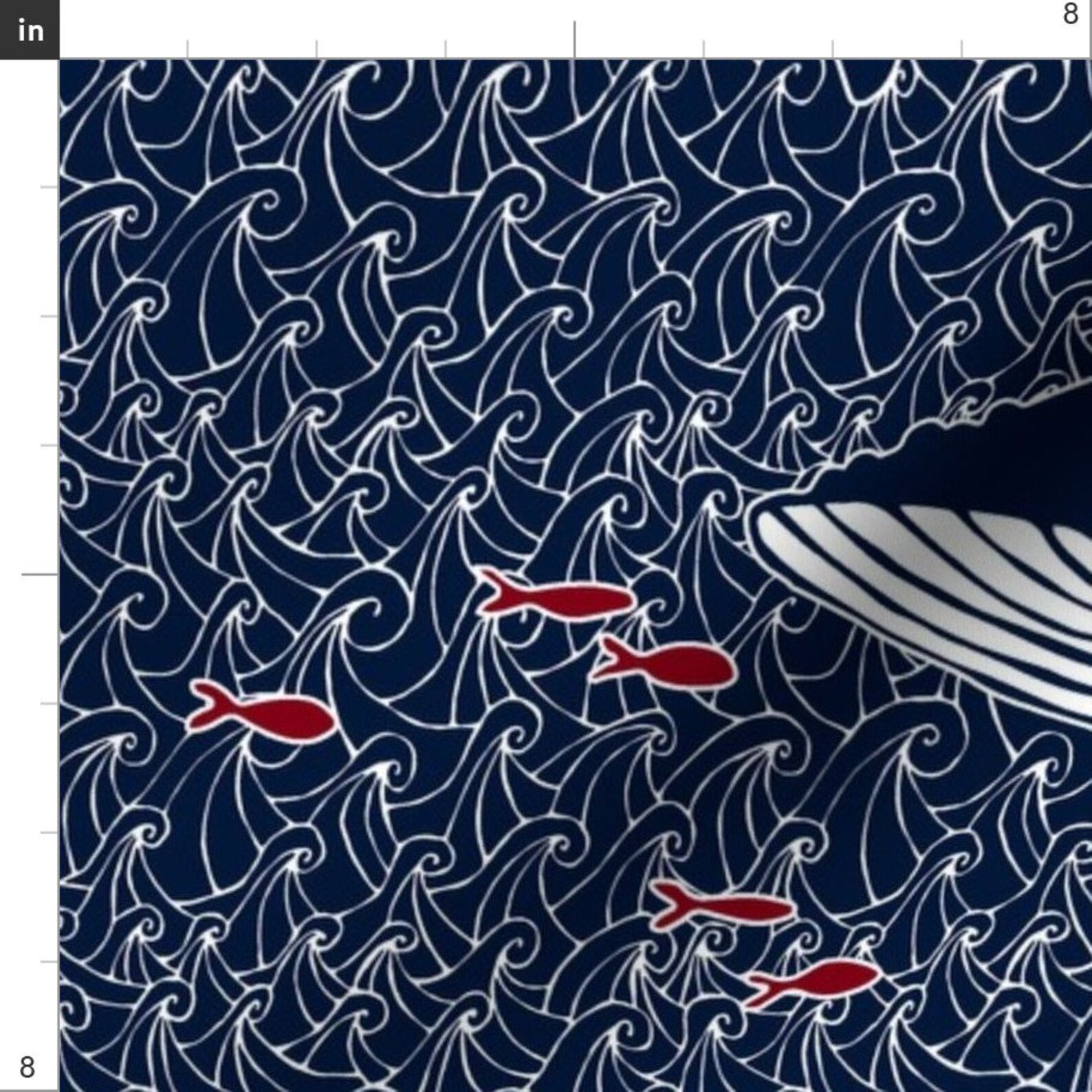 Whales Fabric Brine Barnacles by Beckarahn Orchid and Navy - Etsy