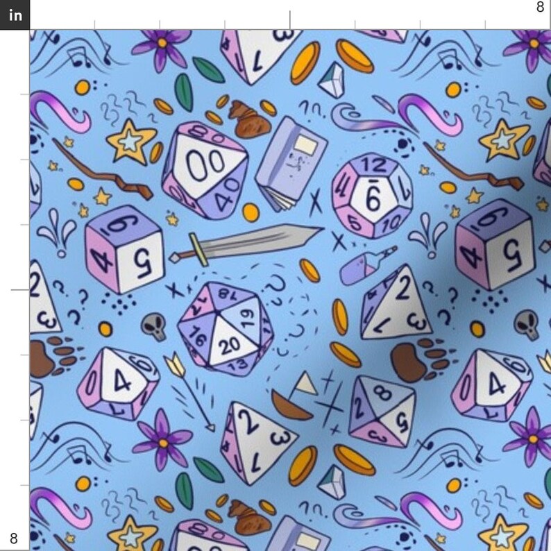 Tabletop Gaming Light Blue Fabric Dice Pattern by - Etsy