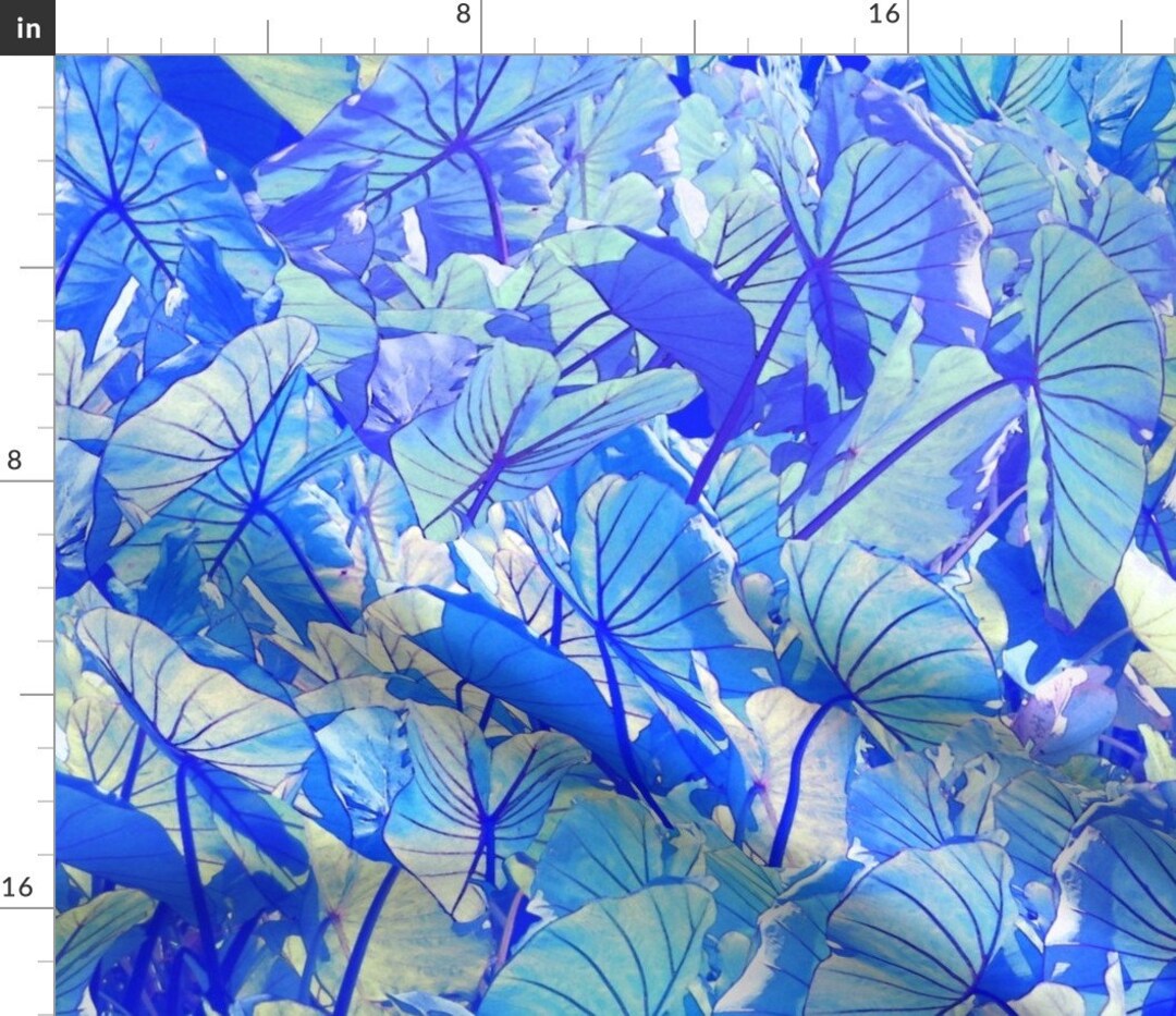 Blue Botanical Leaves Fabric Kalo Blue 150 by Kadyson Blue Botanical ...