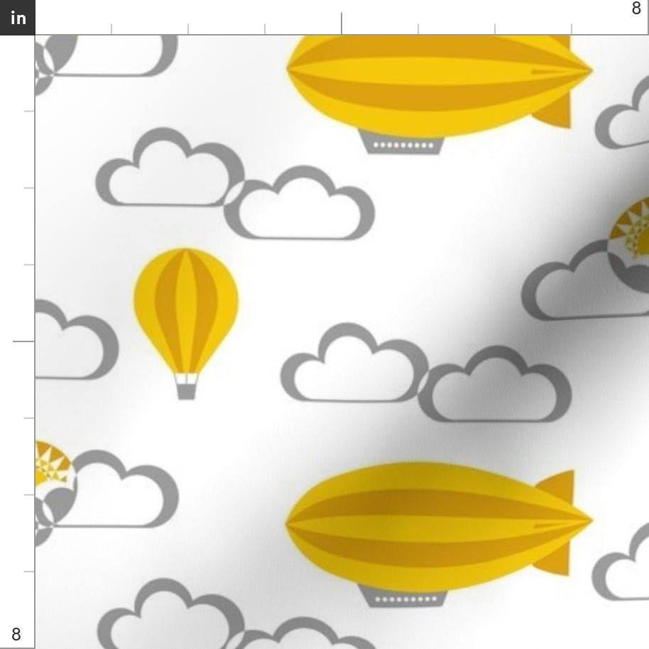 Yellow Zeppelin Fabric - Yellow Zeppelin by Analinea - Yellow Hot Air ...