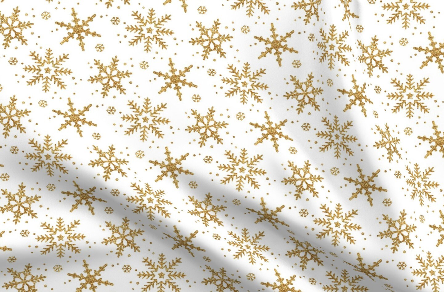 Gold Glitter Snow Fabric Snowflakes In Gold Glitter By | Etsy